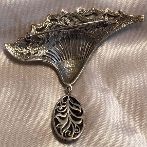 Vintage | Jewelry | Vintage Marcasite Pin Wblack Onyx | Poshmark